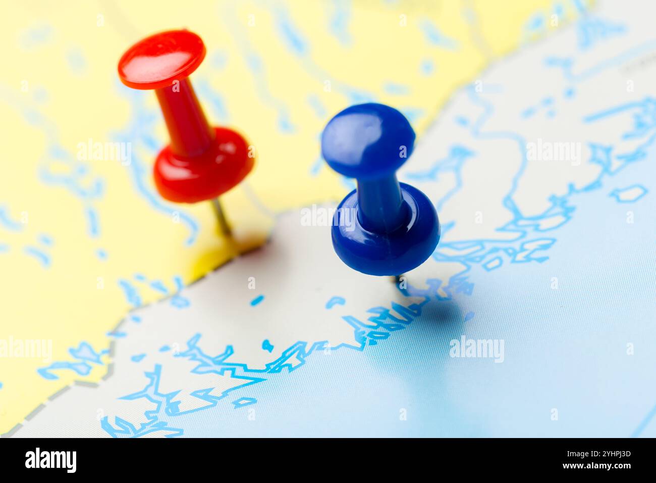 Travel destination points on a map Stock Photo - Alamy