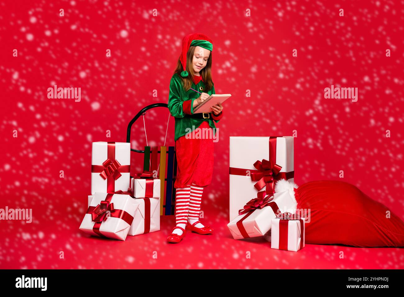 Full length body size view of nice attractive calm peaceful focused ...