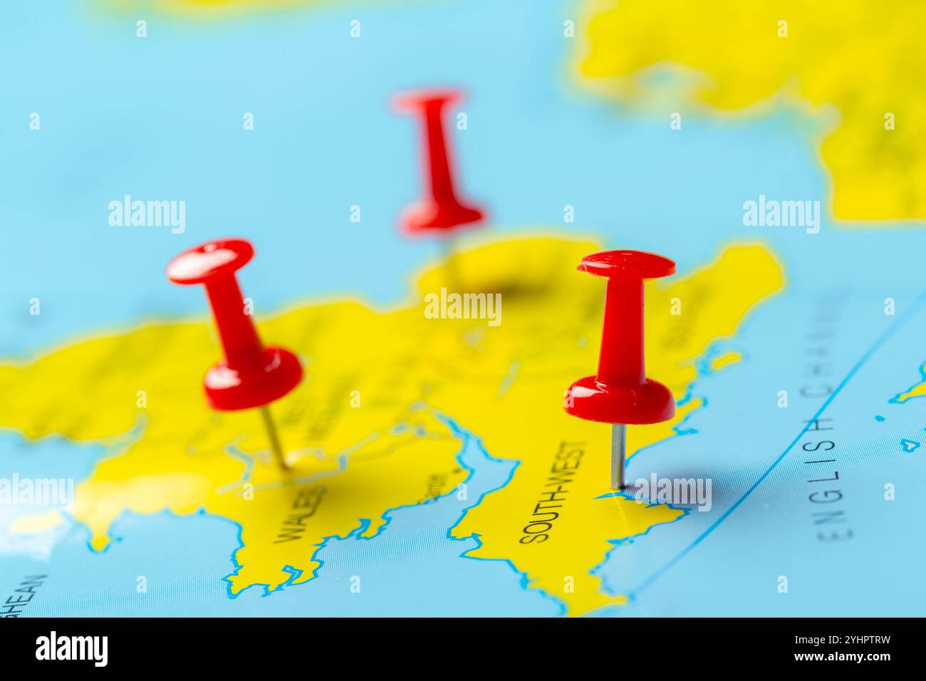 Travel destination points on a map Stock Photo - Alamy