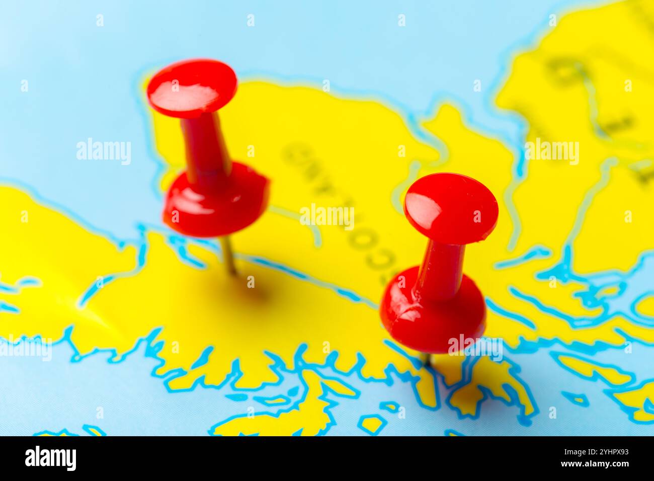Travel destination points on a map Stock Photo - Alamy