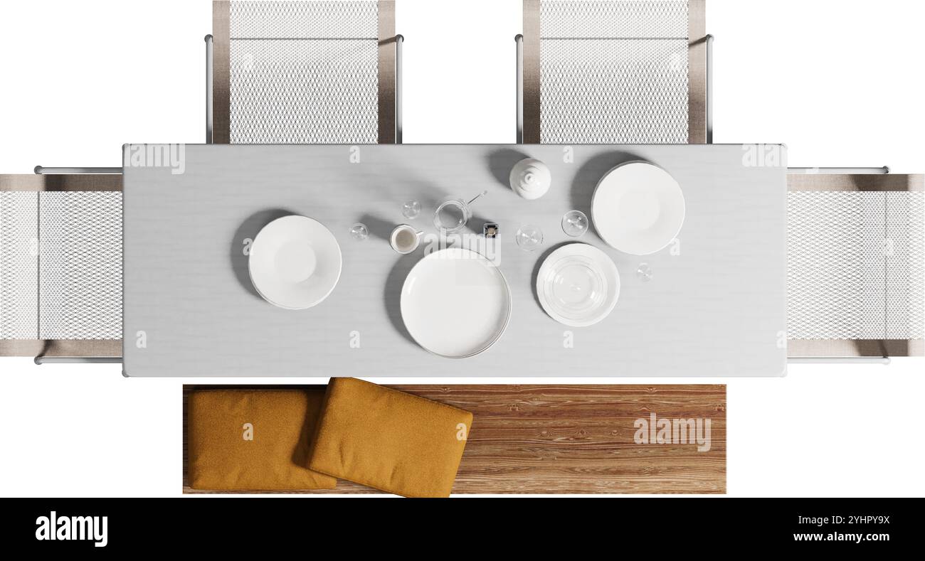 Top view of dining table with chairs Stock Photo - Alamy