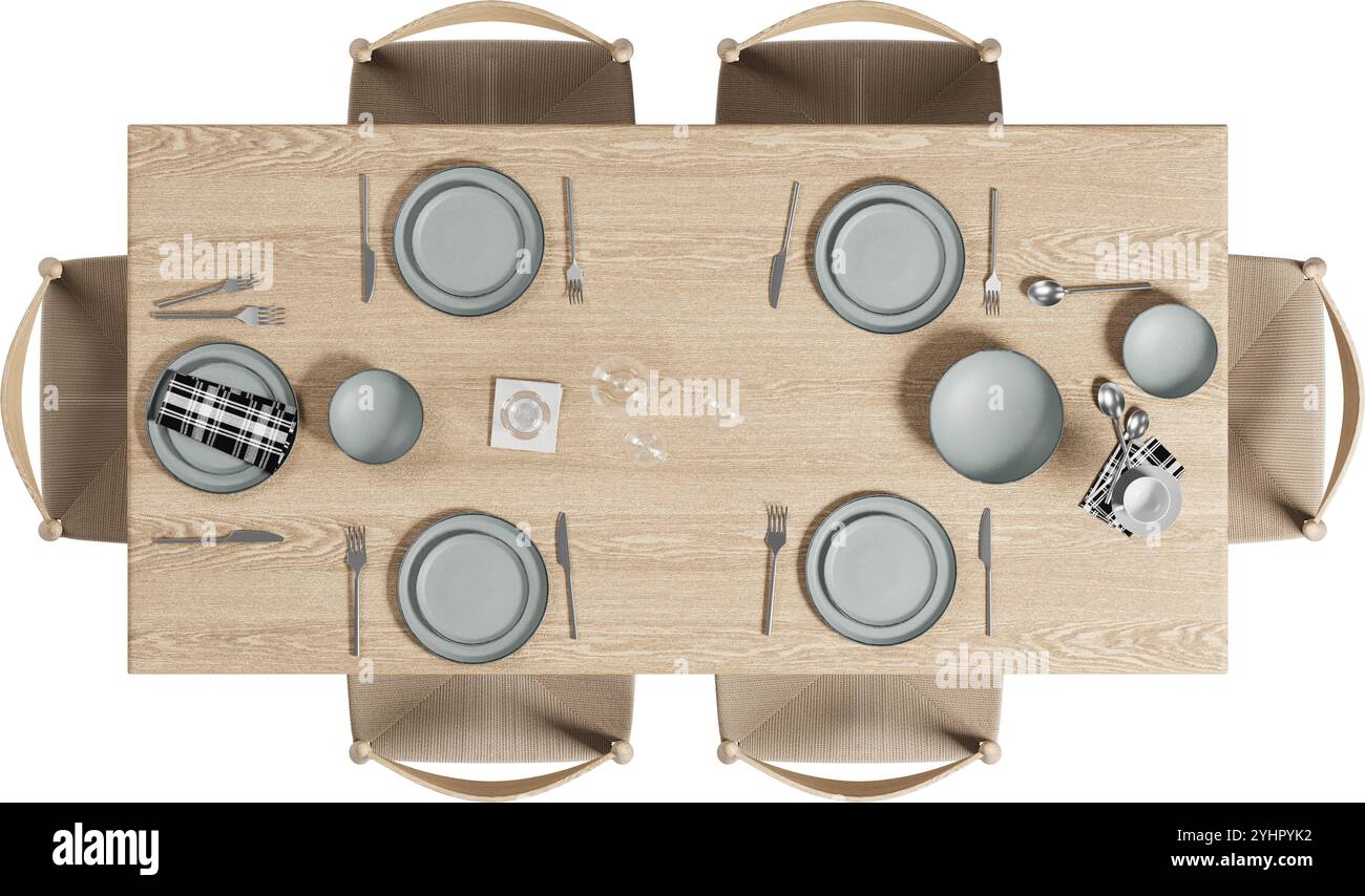 Top view of dining table with chairs Stock Photo - Alamy