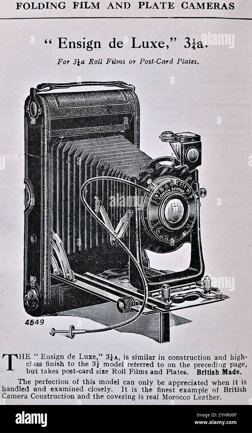 The Ensign Folding Film and Plate Camera "Ensign De Luxe", vintage ...