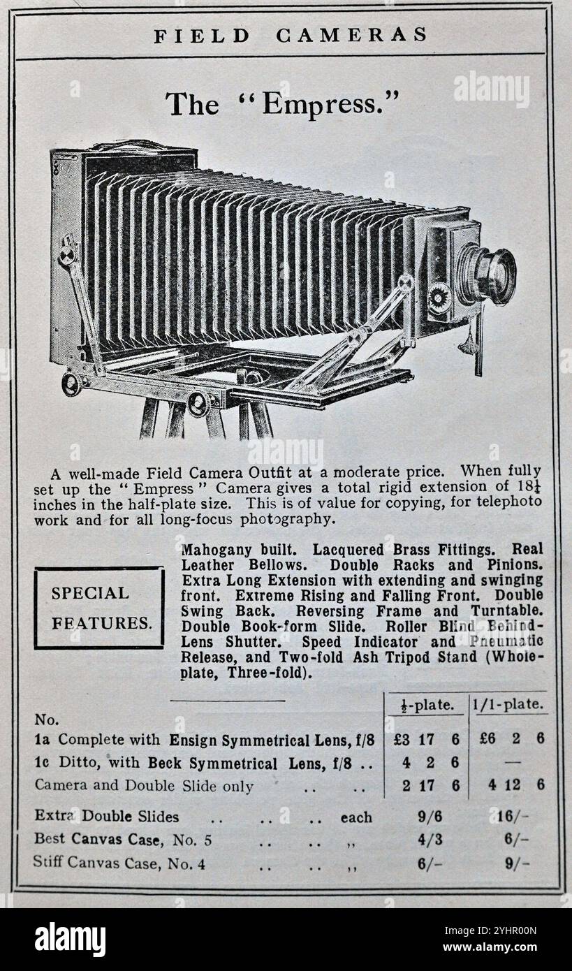 The Ensign Field Camera "The Empress", vintage advertising from 1916 ...