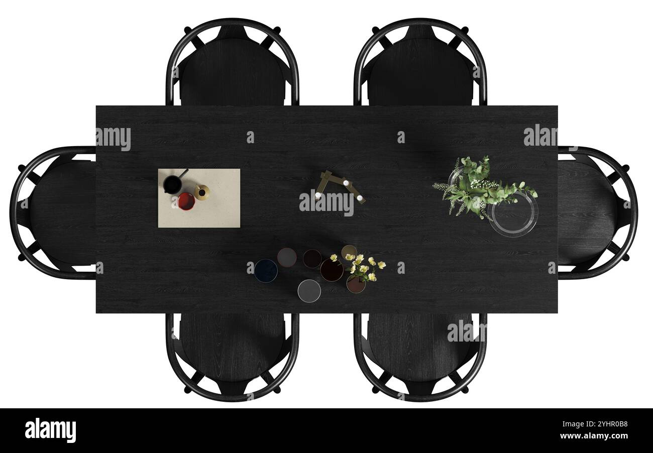 3d render dining table Cut Out Stock Images & Pictures - Alamy