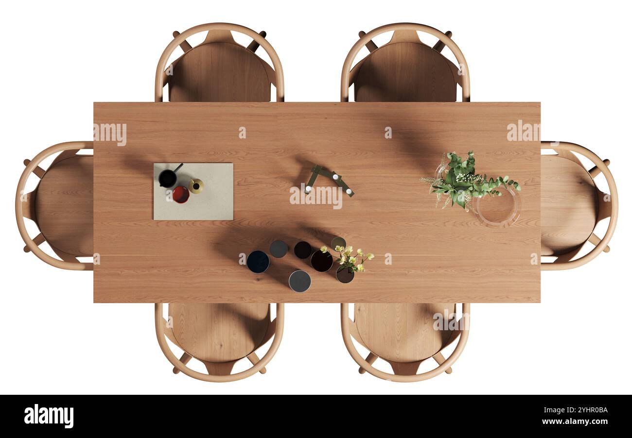 Top view of dining table with chairs Stock Photo - Alamy