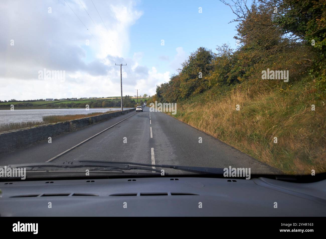 driving across inch road causeway to inch island, county donegal ...