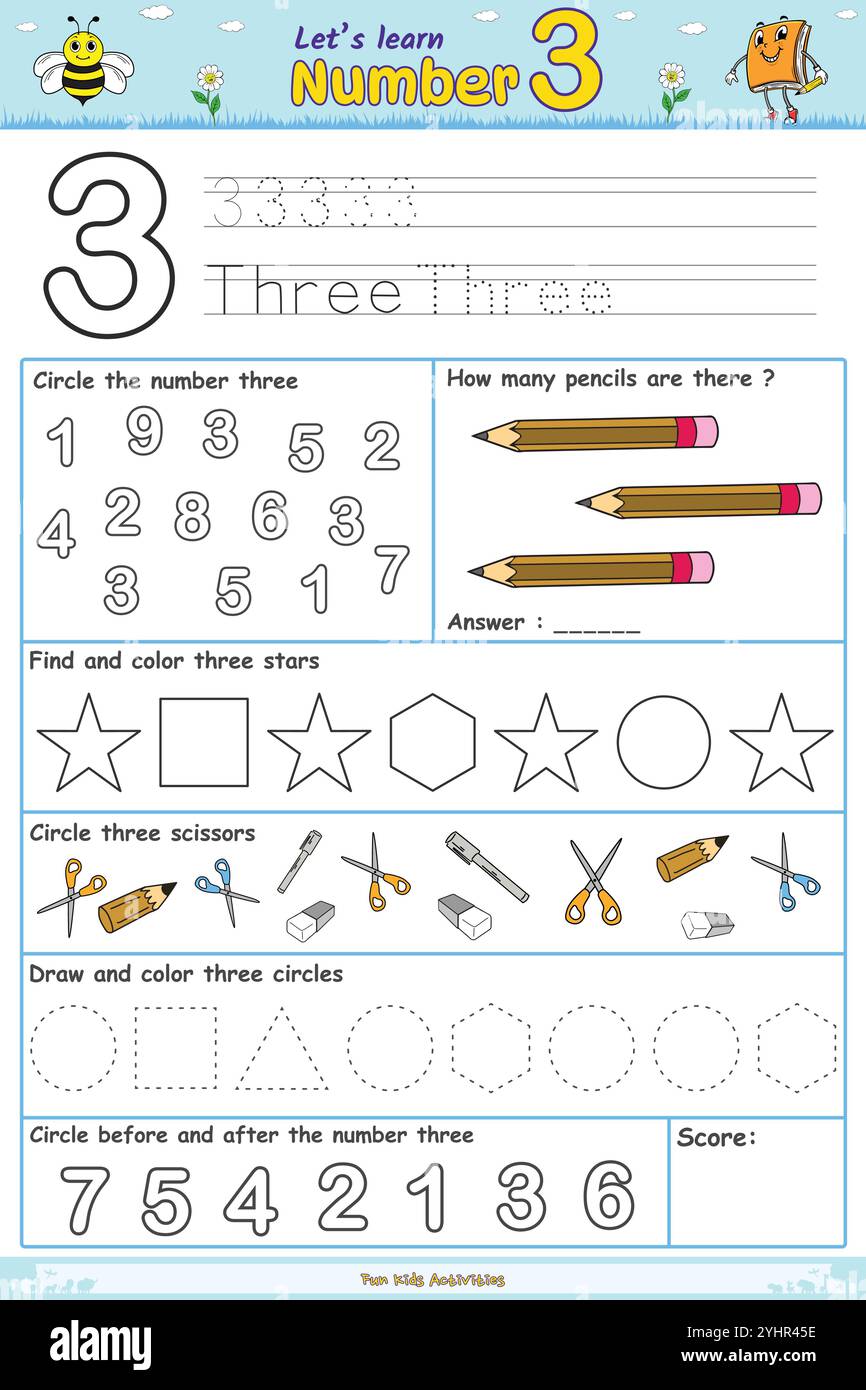 Learning numbers activities for kindergarten Stock Vector Images - Alamy