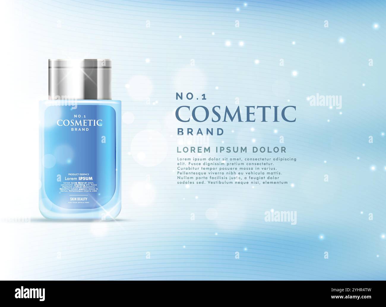 cosmetic product ads display concept template with beautiful blue bokeh ...