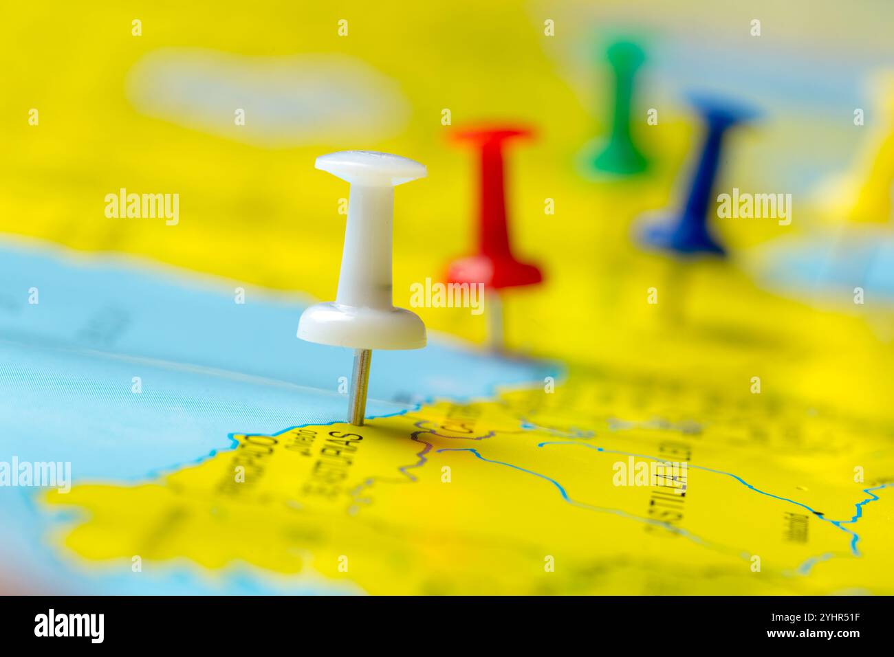 Travel destination points on a map Stock Photo - Alamy