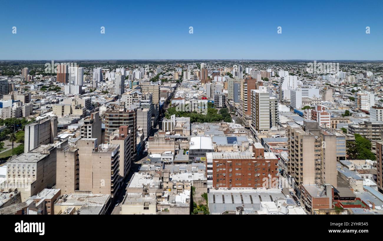 Aerial view of the City of Rio IV (Rio Cuarto), Cordoba, Argentina ...