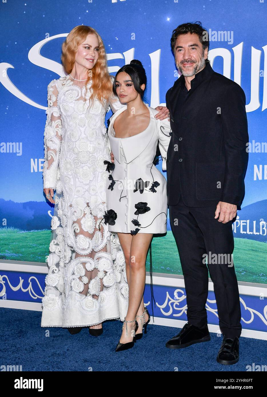 Nicole Kidman, left, Rachel Zegler and Javier Bardem attend the ...