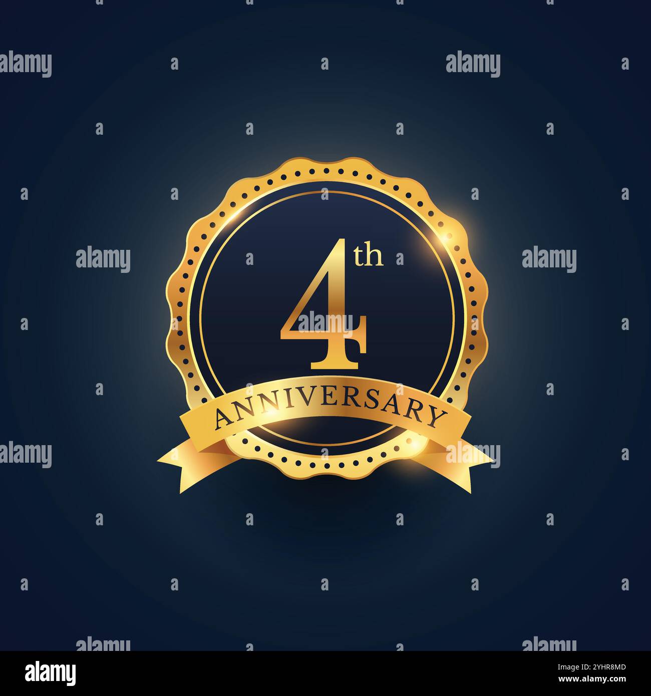 4th anniversary celebration badge label in golden color Stock Vector ...
