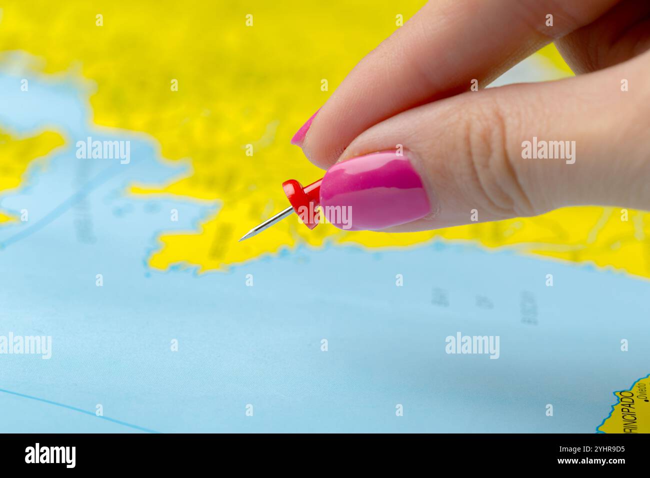 Travel destination points on a map Stock Photo - Alamy