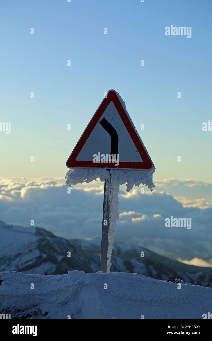 Tourist at the Omar Pass in the Murov Mountain Range of Azerbaijan ...