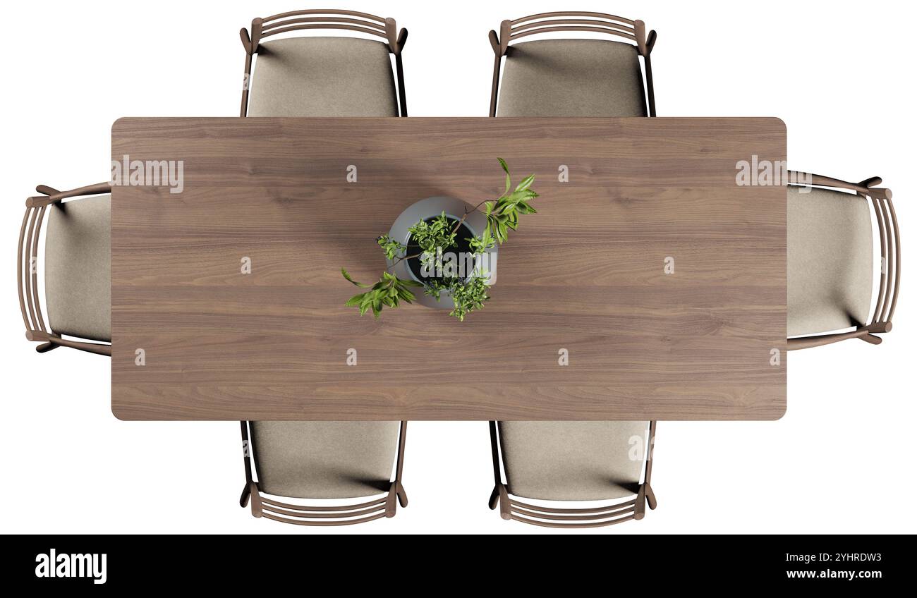 Top view of dining table with chairs Stock Photo - Alamy