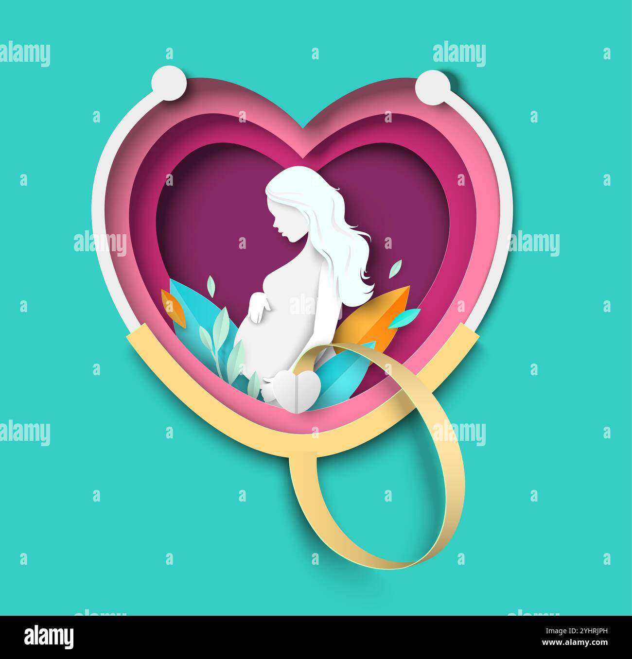 Fertilization and pregnancy medicine paper cut poster Stock Vector ...