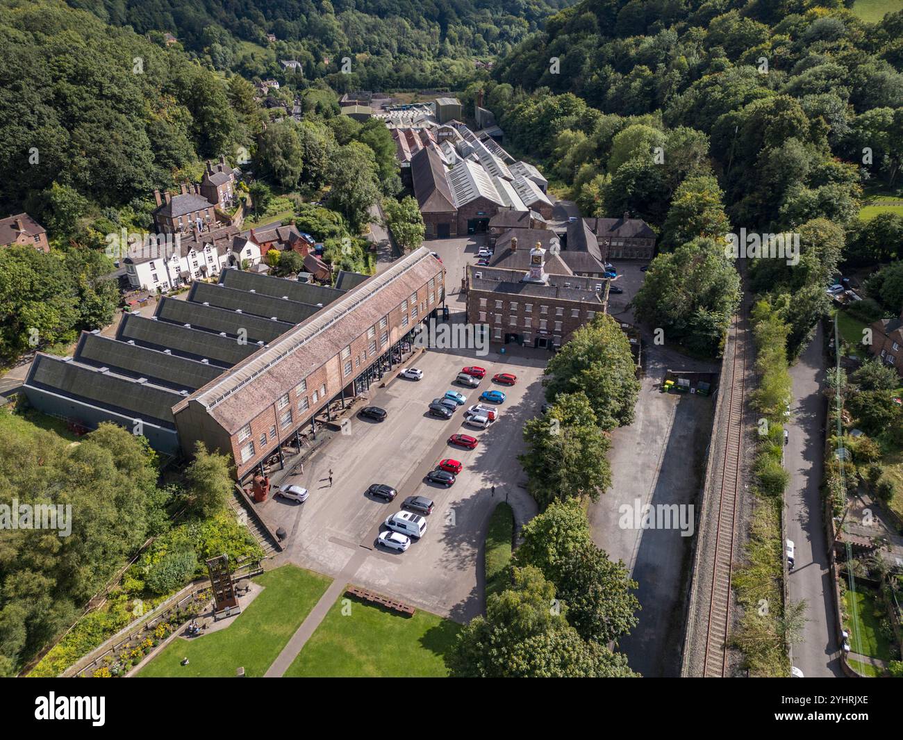 Aerial view of the Coalbrookdale Museum of Iron, Ironbridge, Shropshire ...