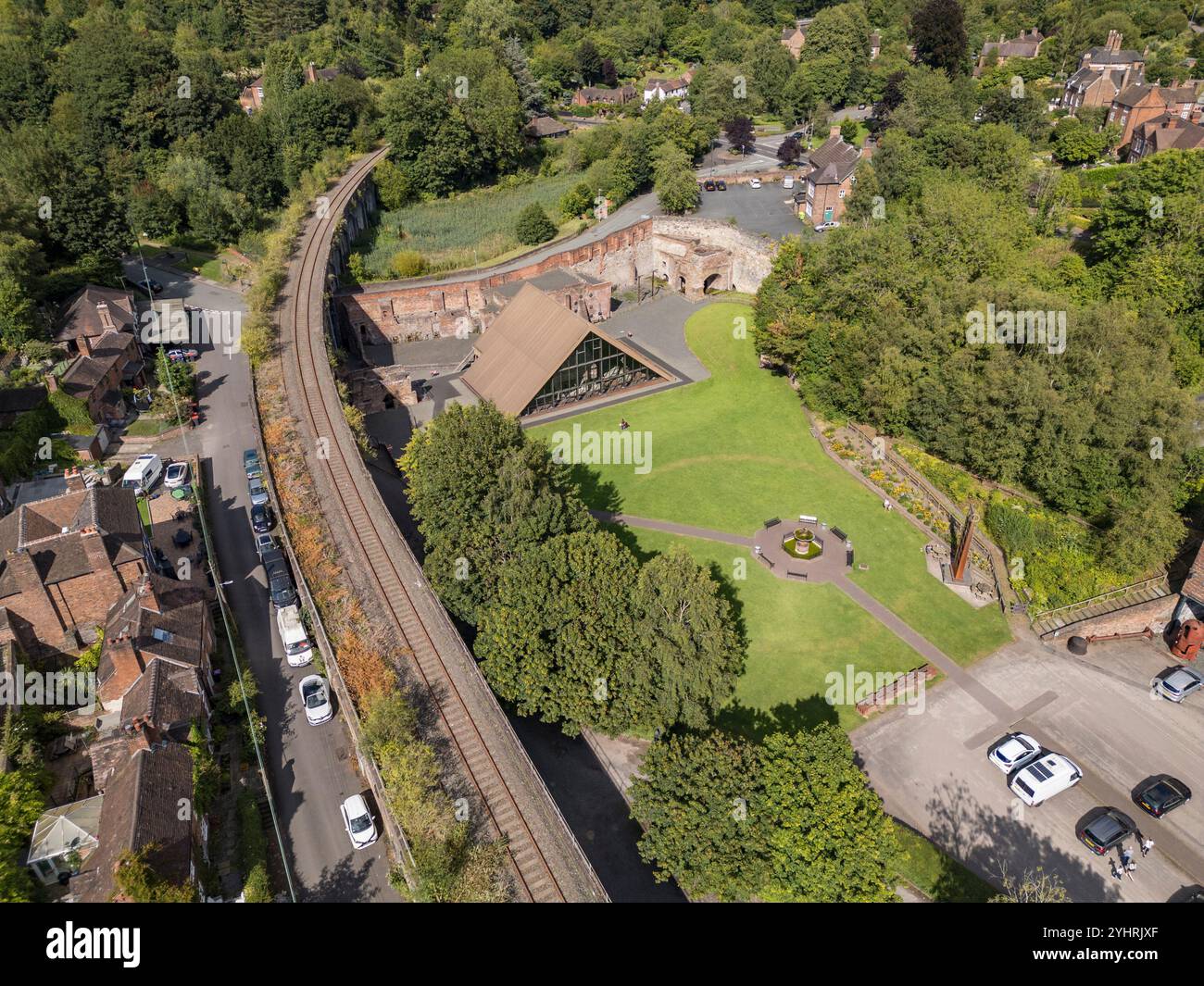 Aerial view of the blast furnace at the Coalbrookdale Museum of Iron ...