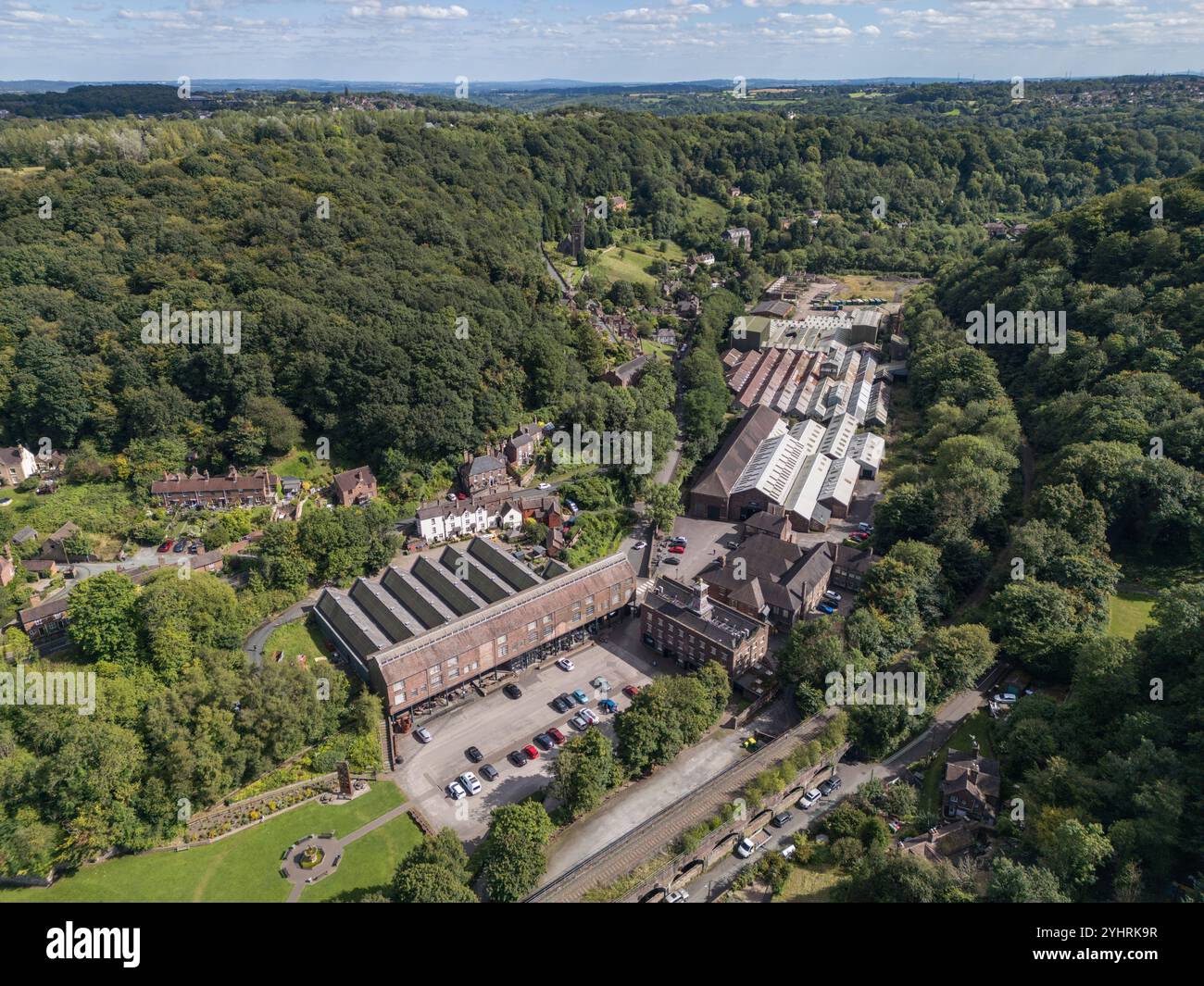 Aerial view of the Coalbrookdale Museum of Iron, Ironbridge, Shropshire ...