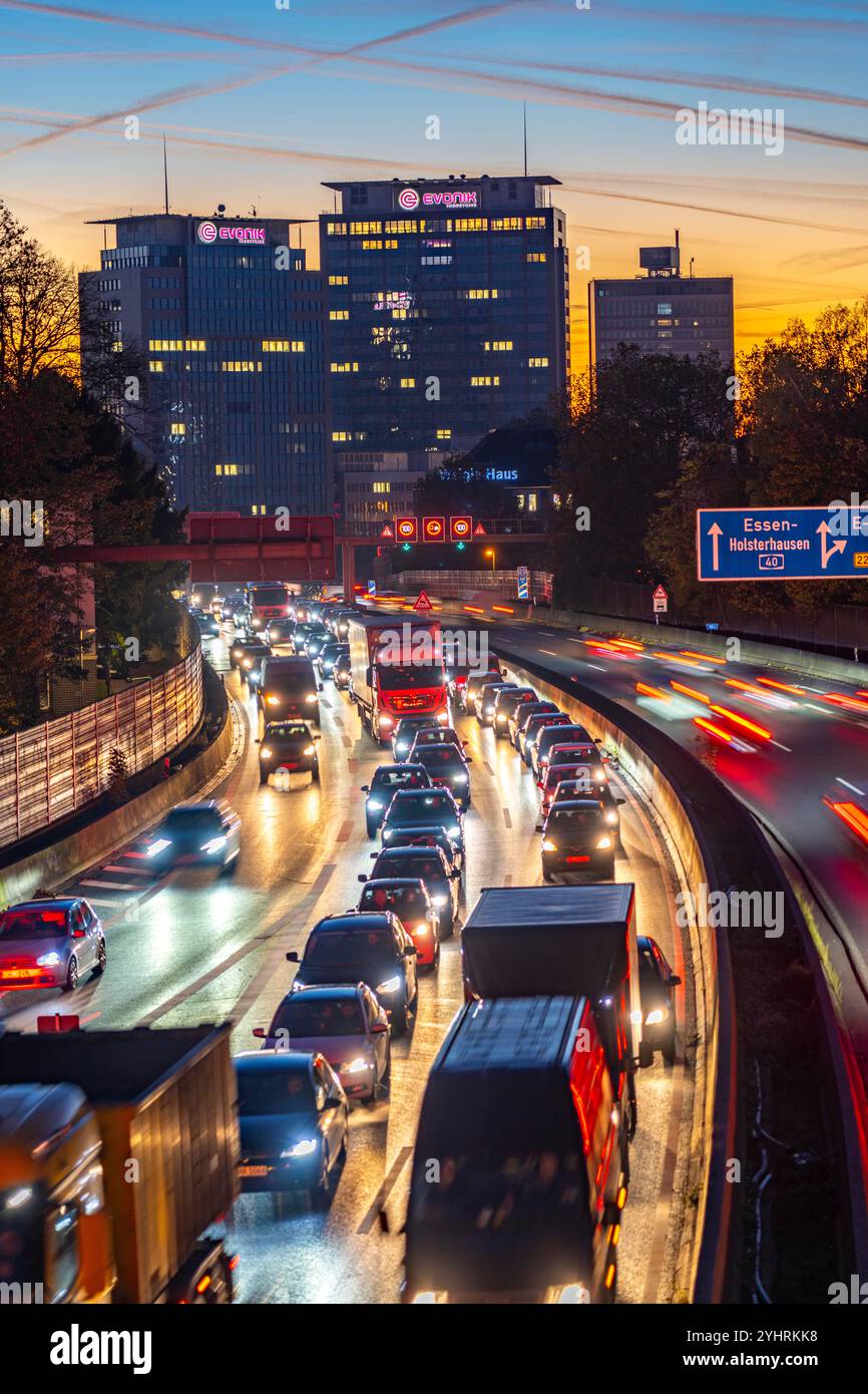 Evening traffic, partly with traffic jams, slow-moving traffic on the ...