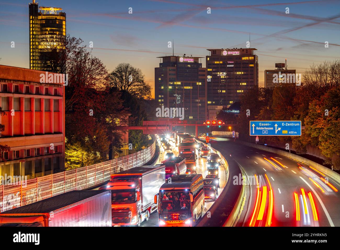 Evening traffic, partly with traffic jams, slow-moving traffic on the ...
