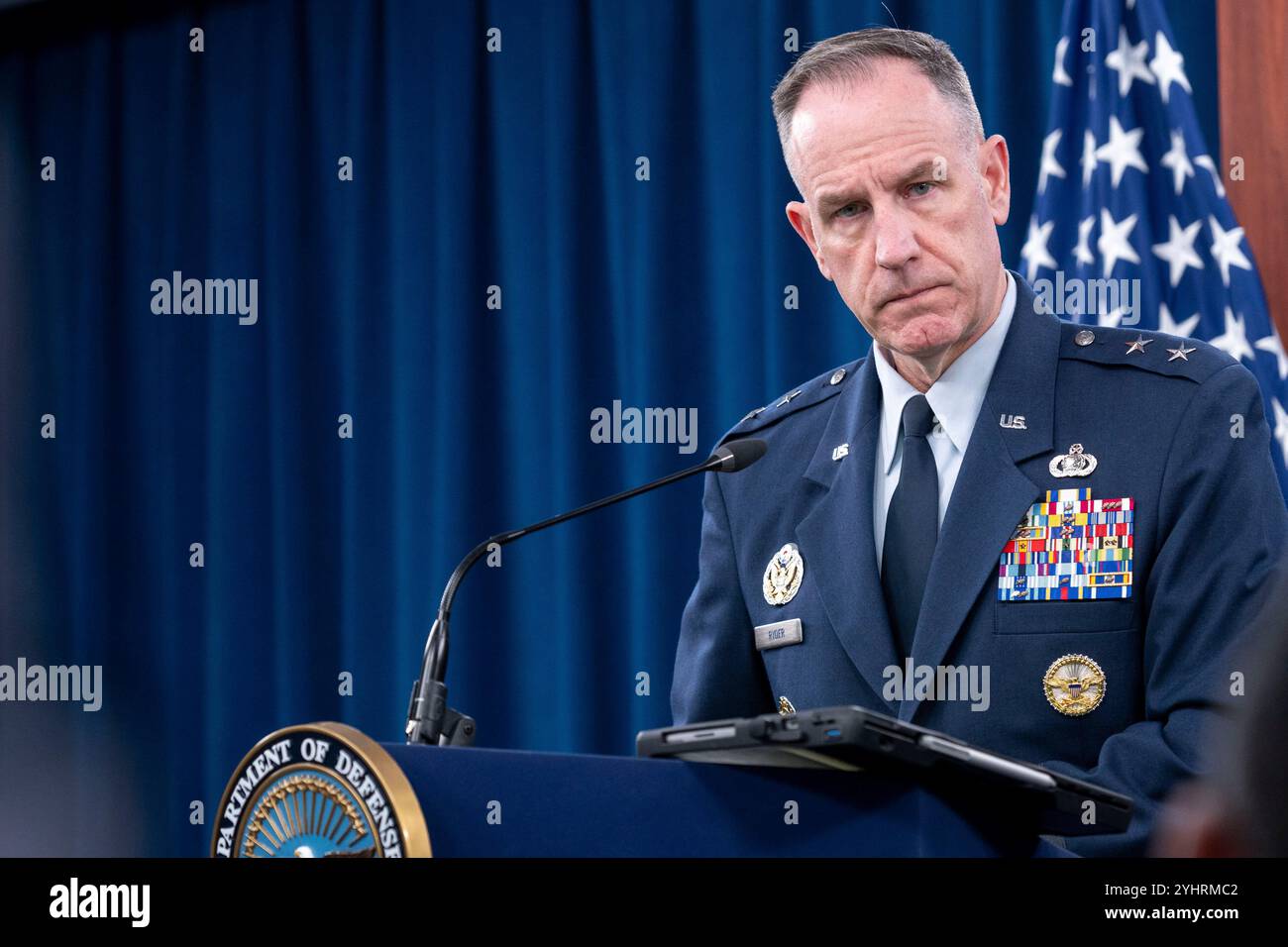 Pentagon Press Secretary Maj. Gen. Pat Ryder takes part in a press ...