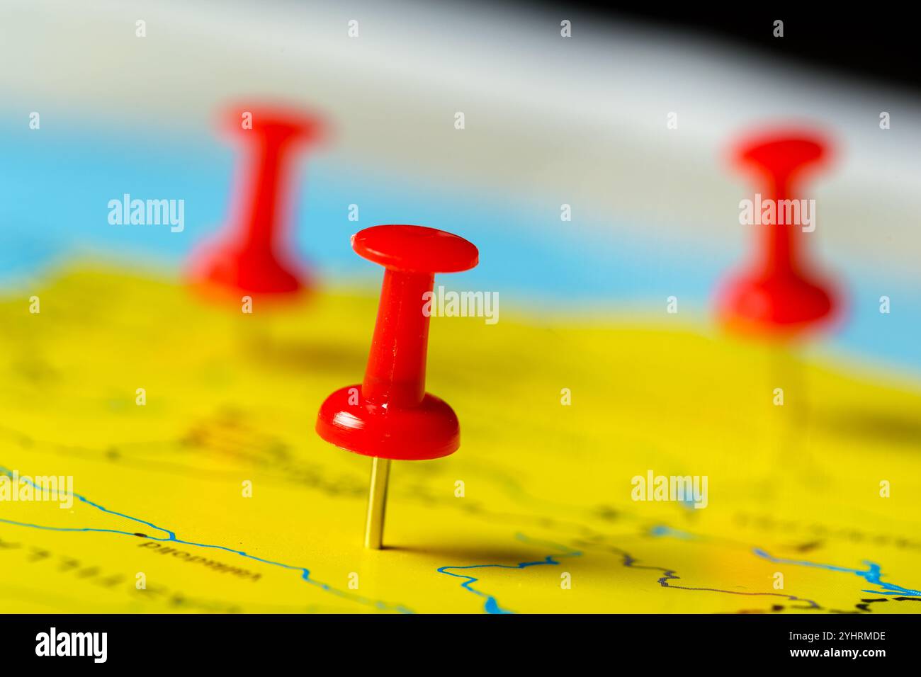 Travel destination points on a map Stock Photo - Alamy