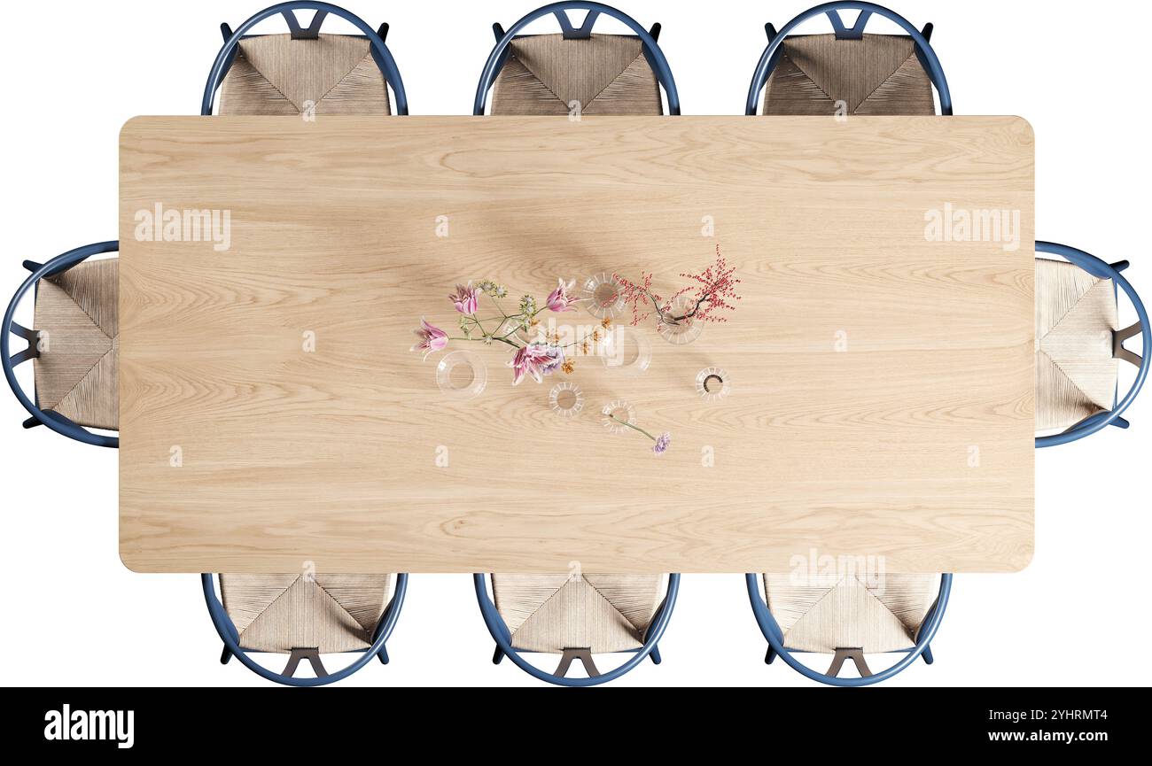Top view of dining table with chairs Stock Photo - Alamy