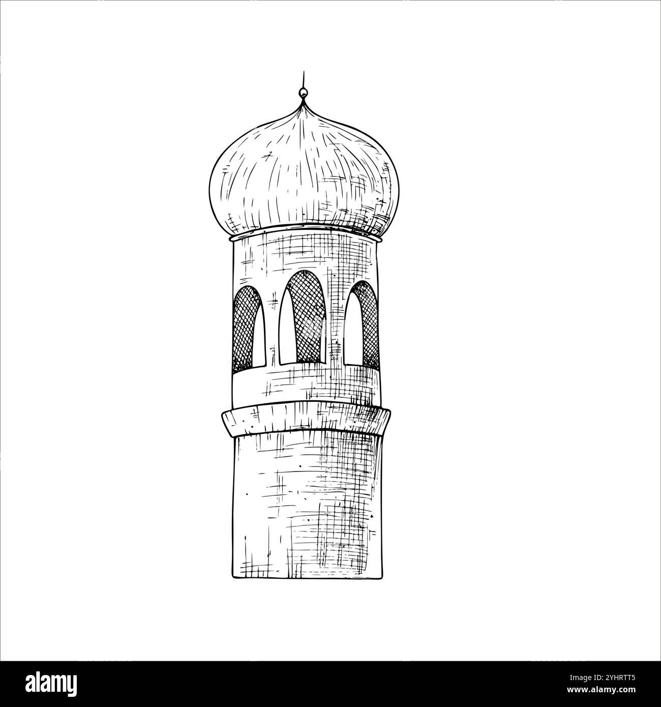 Vector Islamic minaret. Graphic illustration mosque, tower isolated on ...