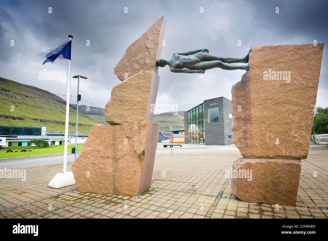 Fipan Fagra statue by Hans Pauli Olsen in Klaksvík, Faroe Islands Stock ...