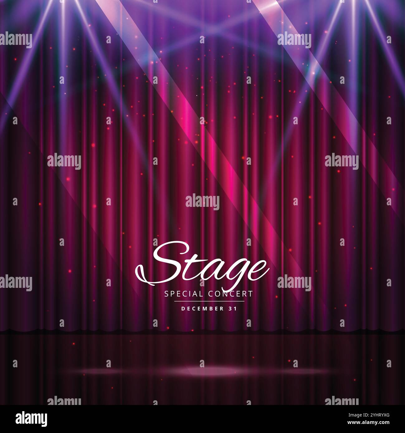 stage with closed curtains and spotlights Stock Vector Image & Art - Alamy