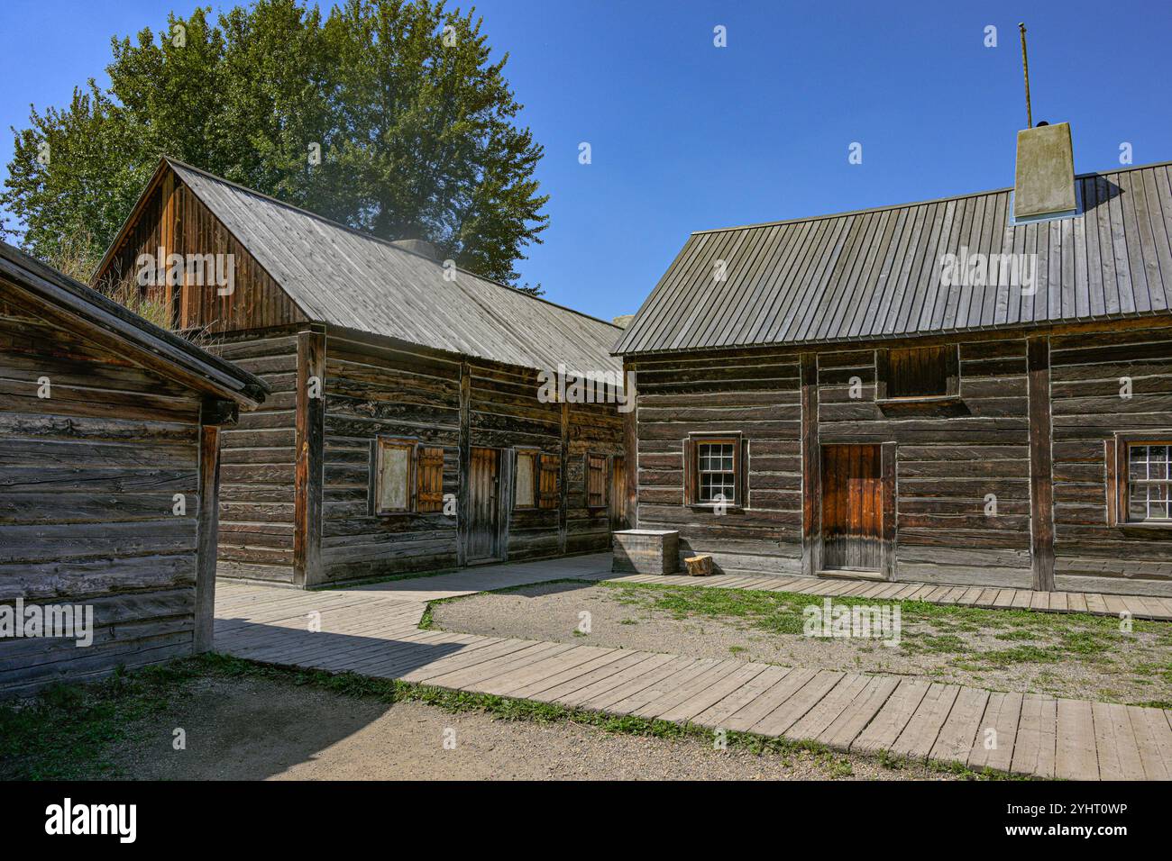 log, timber framed buildings, Fort Edmonton Park, Edmonton, Alberta ...