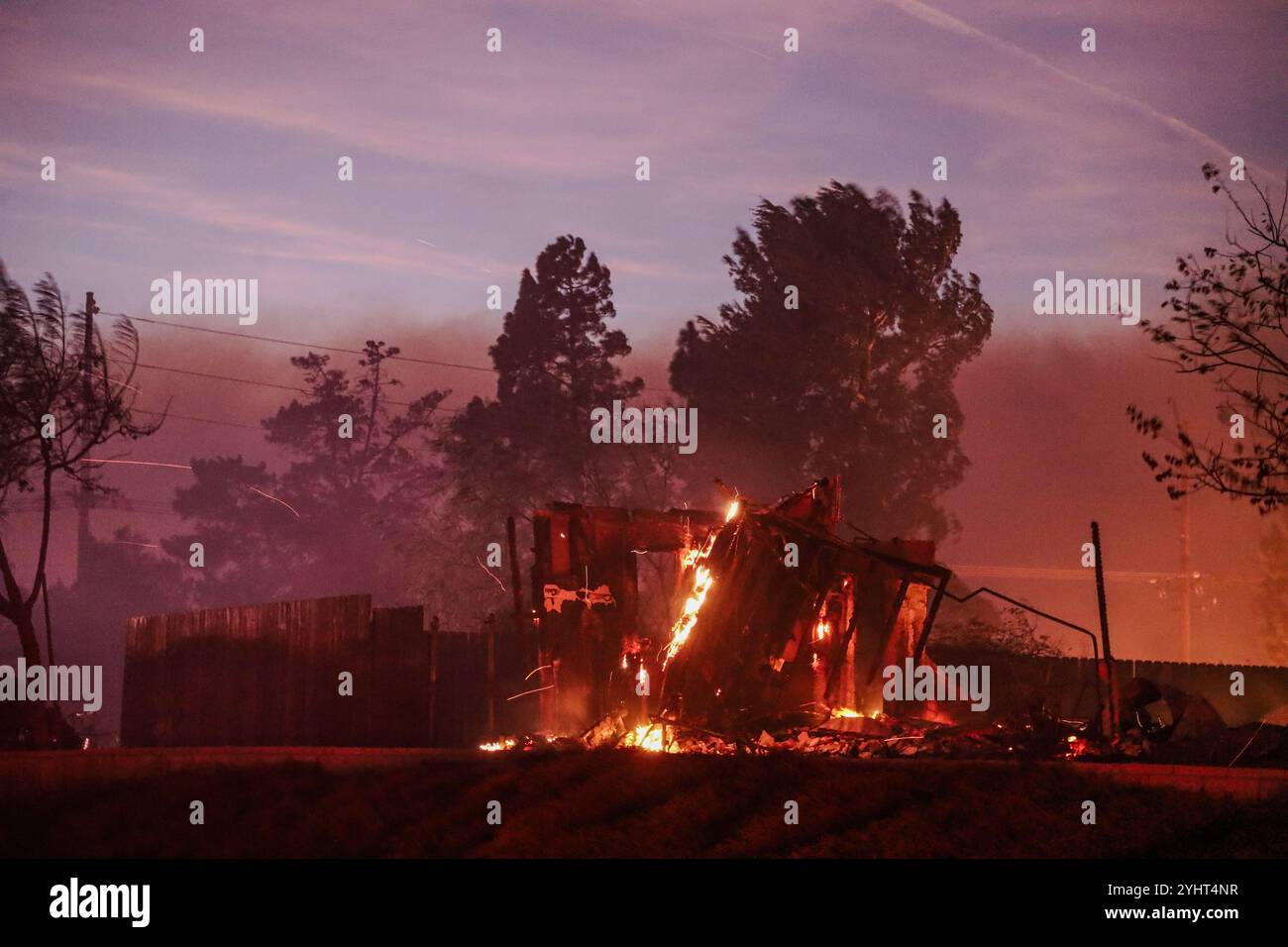 Camarillo, California, USA. 6th Nov, 2024. The Mountain Fire burns one ...