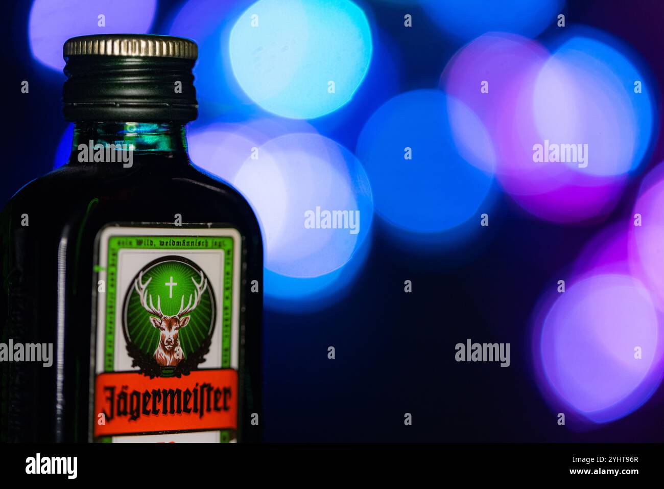 Lviv, Ukraine - November 12, 2024:Jägermeister bottle, German digestive ...