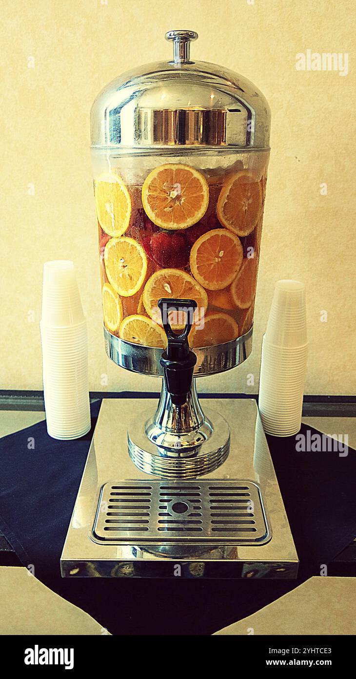 Hospitality Beverage Infused Water Oranges Dispenser Stock Photo - Alamy