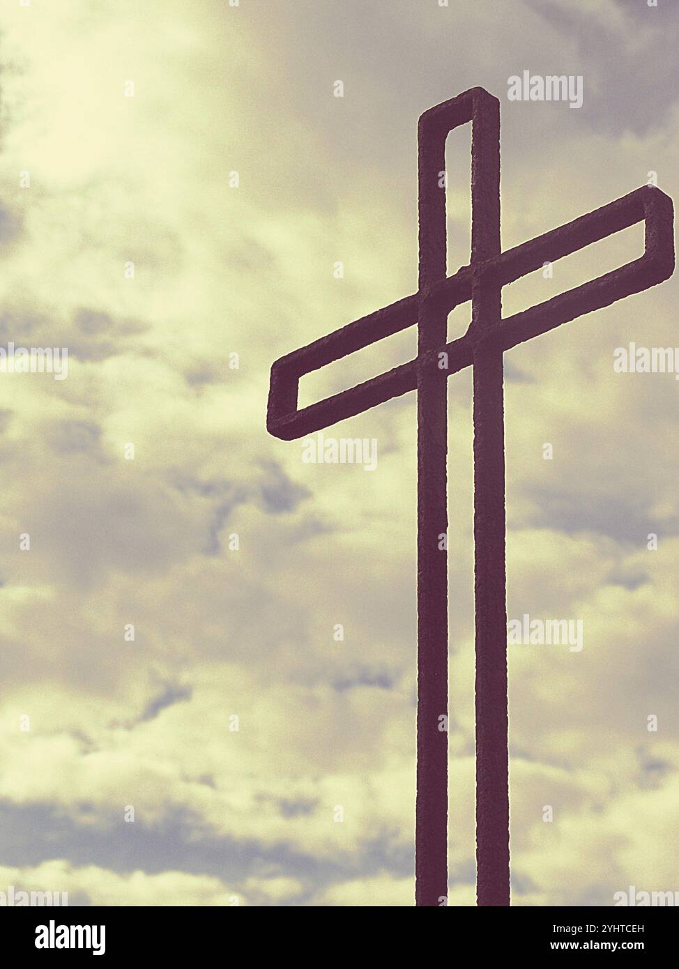 Large Metal Cross Silhouette Sky Heavenly Background Stock Photo - Alamy