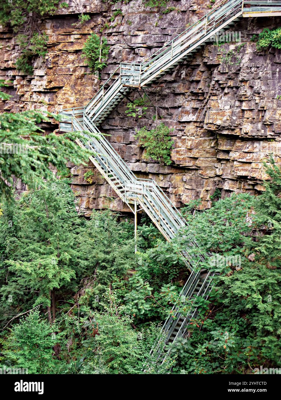 Wooden Stairs Zig Zag Rocky Cliff Ausable Chasm New York Stock Photo ...