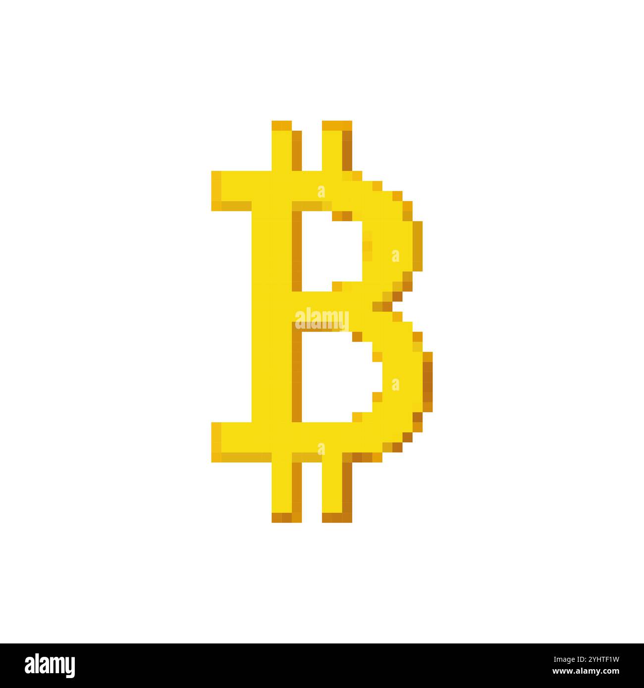 Golden Bitcoin Sign. Pixel Art Style. Digital Currency Icon in Pixelart ...