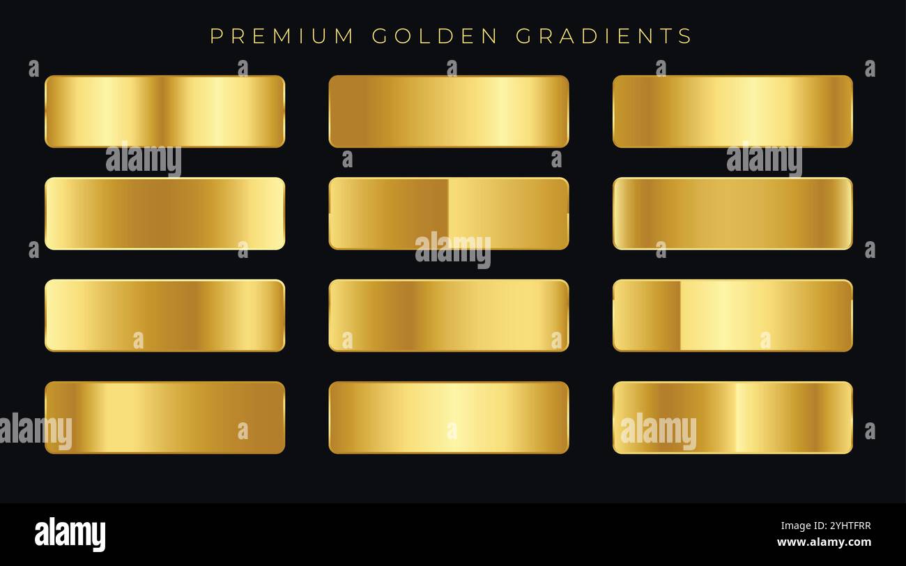 premium golden gradients swatches set Stock Vector Image & Art - Alamy
