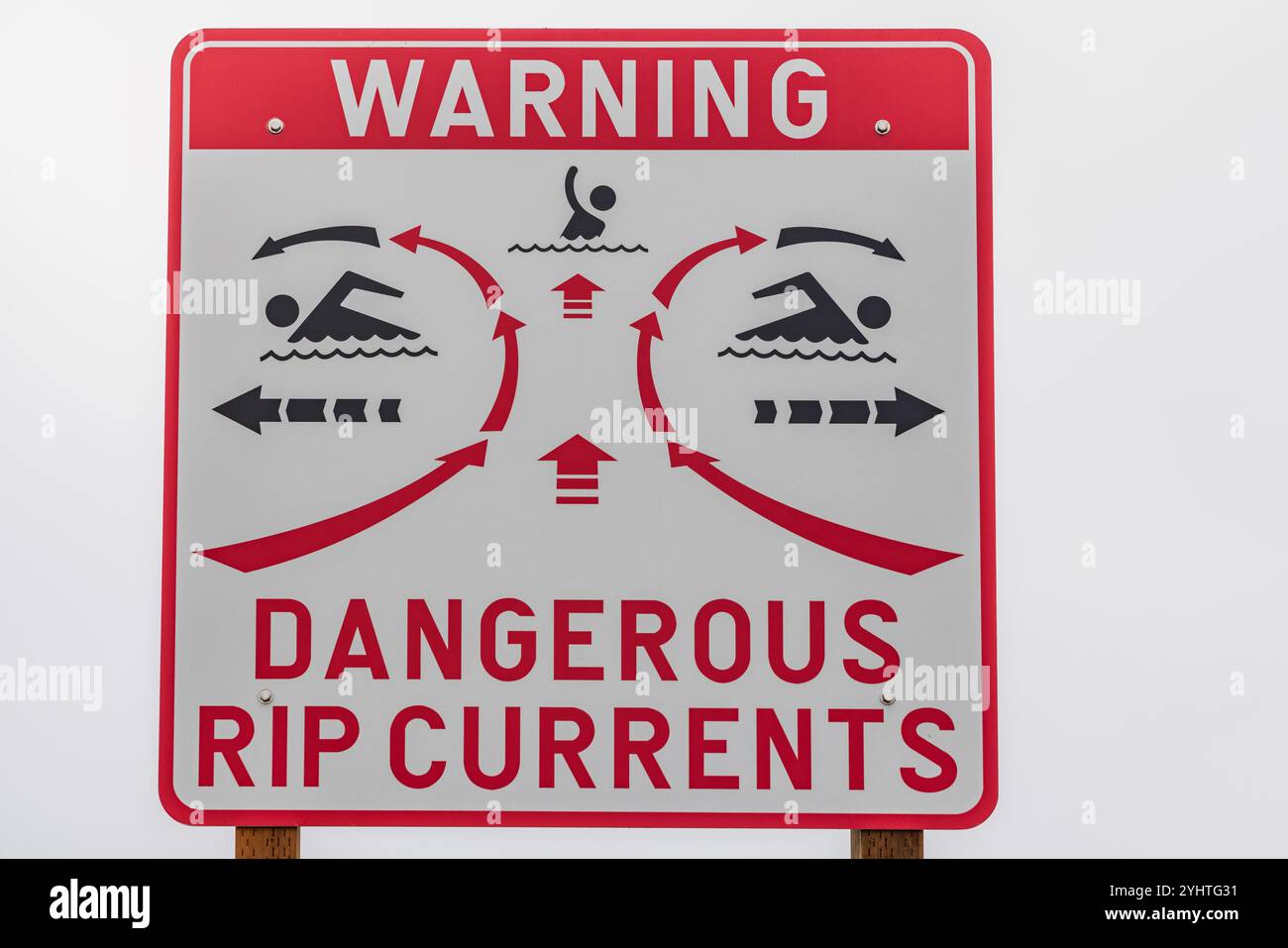 North America, USA, Washington State, Long Beach. Sign warning of ...
