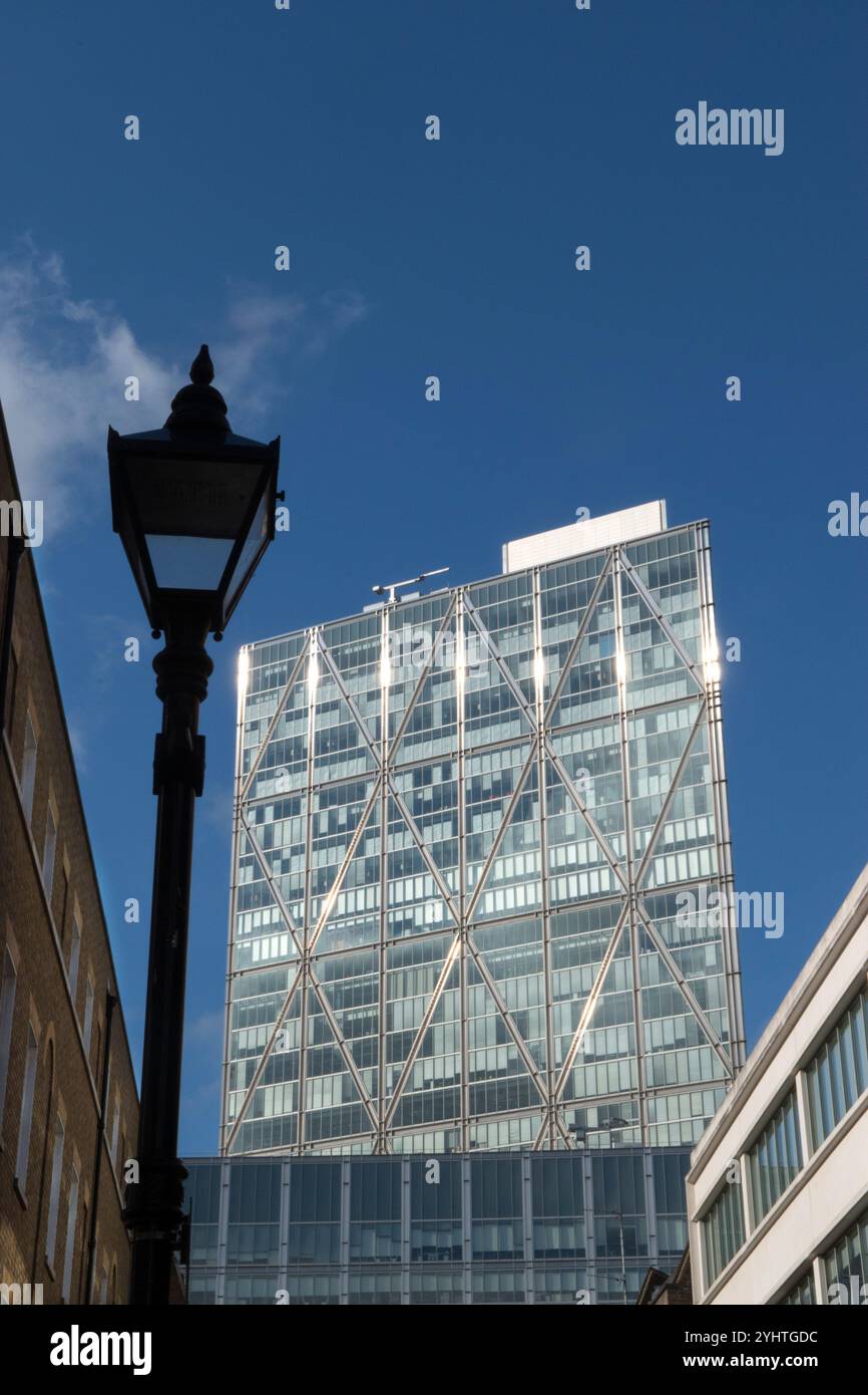 Broadgate Tower building from Folgate Street, contrasting architectural ...