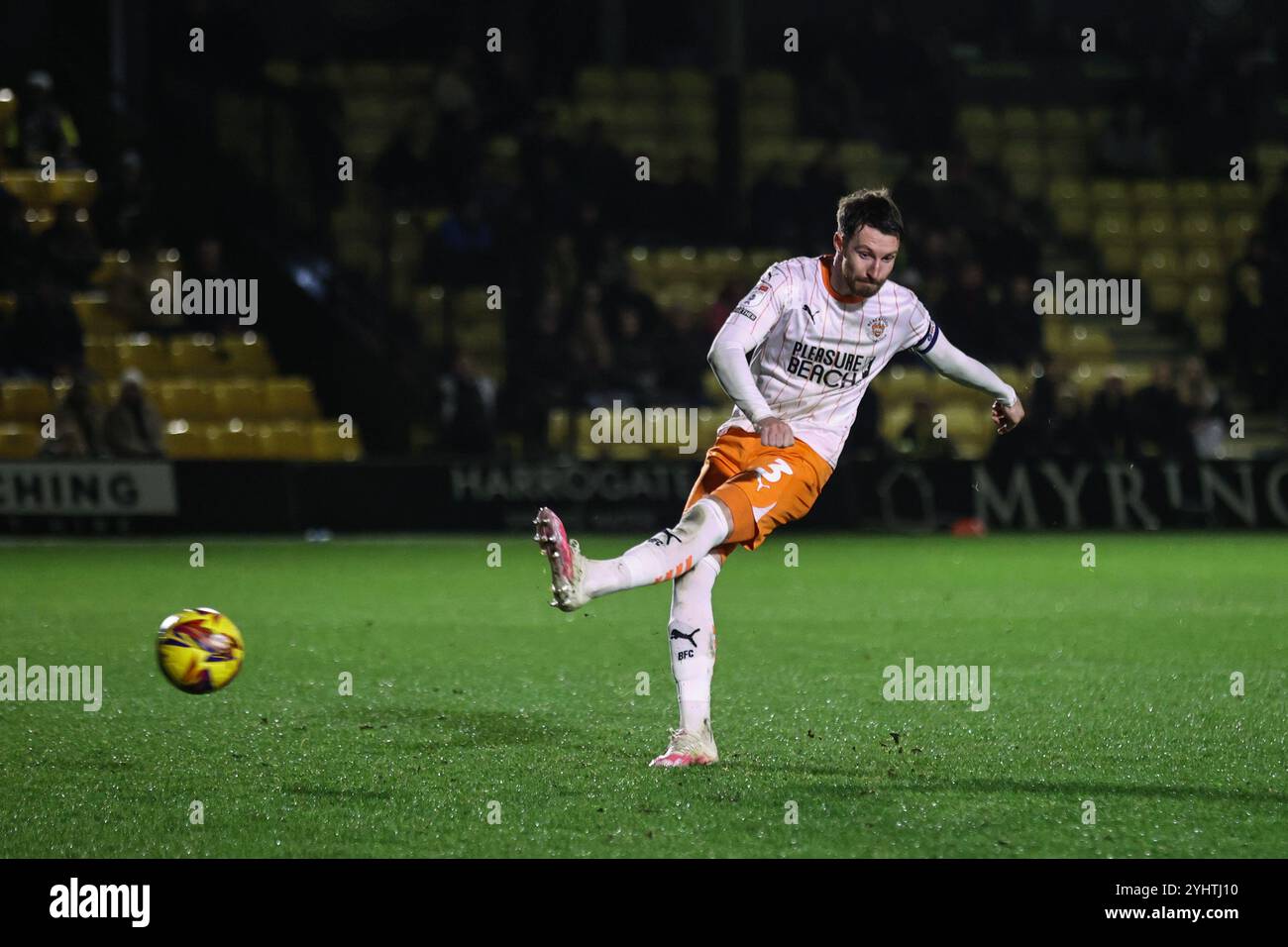 James Husband of Blackpool scores his penalty during the Bristol Street ...