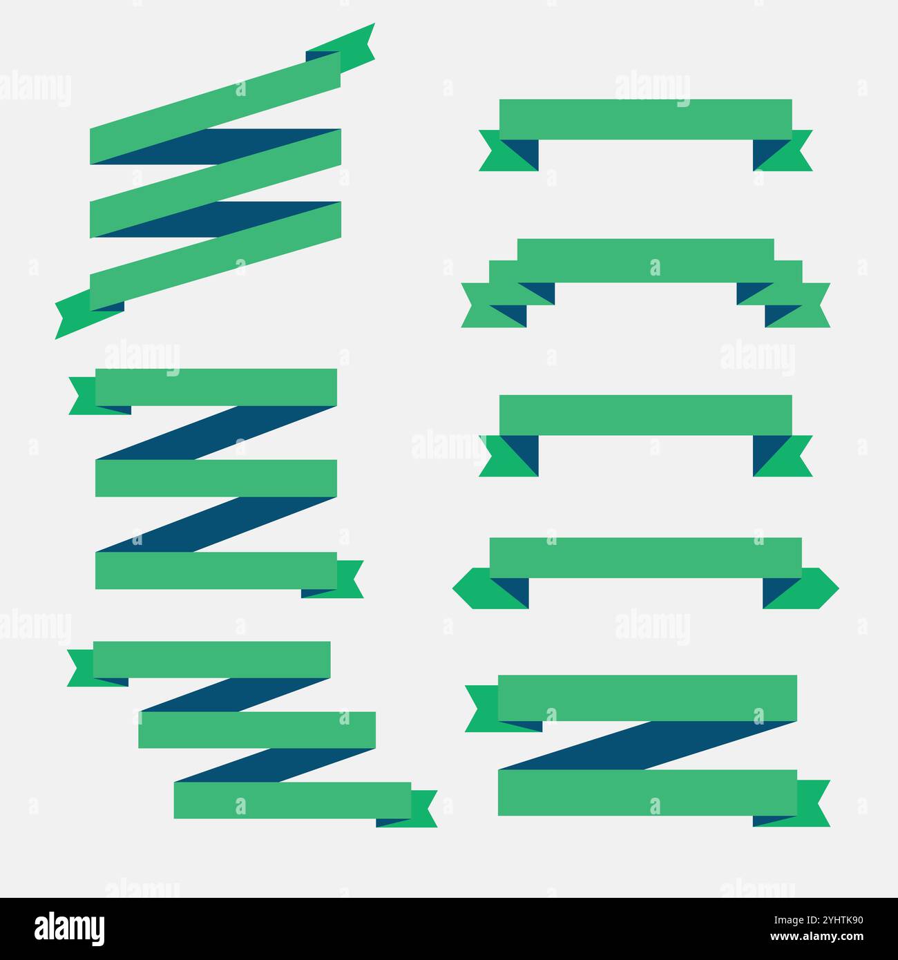 set of green flat ribbons Stock Vector Image & Art - Alamy