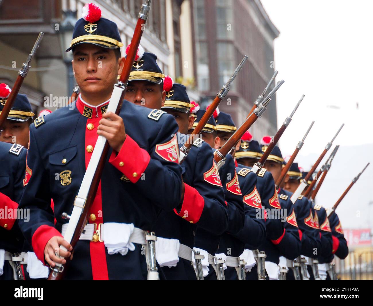 Lima, Peru. 12th Nov, 2024. Peruvian Marines detachment guard attending ...