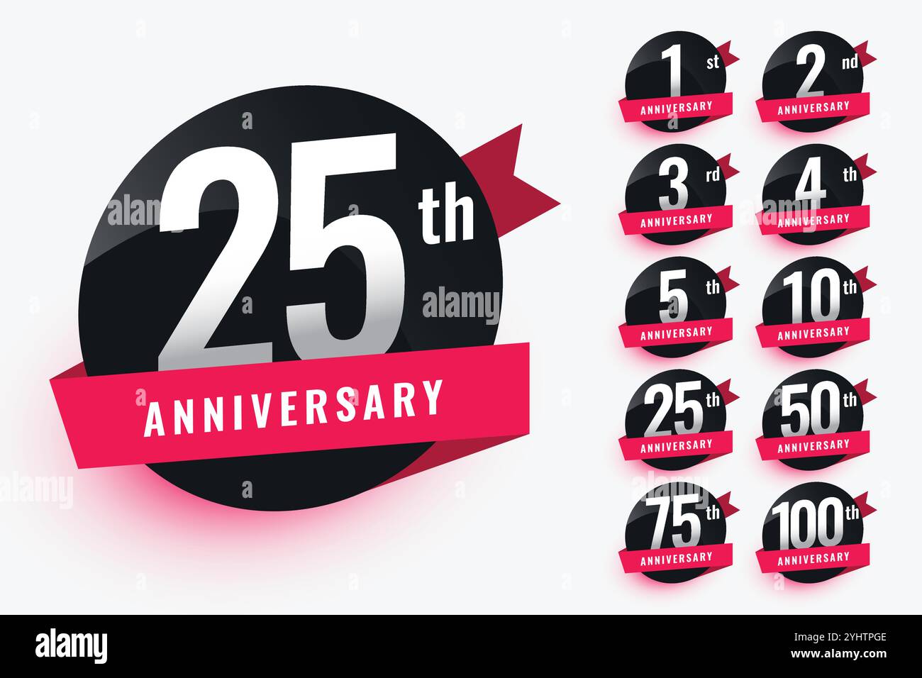 ribbon anniversary labels set design Stock Vector Image & Art - Alamy