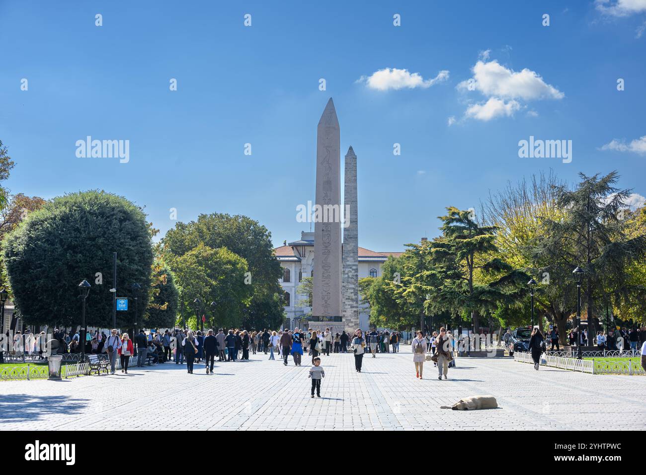 24/10/2024. Istanbul, Turkey. The Hippodrome. Right: The Walled Obelisk ...
