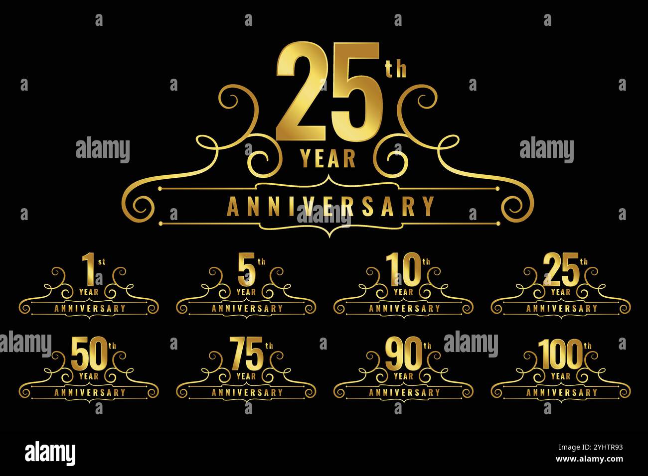 Set of 100th anniversary logotype design Stock Vector Images - Alamy