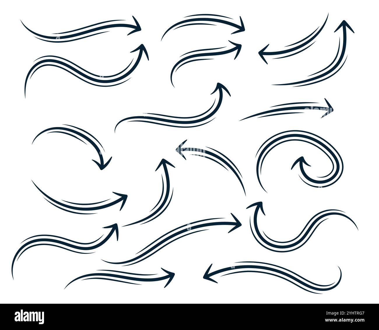 hand drawn abstract curvy arrow set Stock Vector Image & Art - Alamy