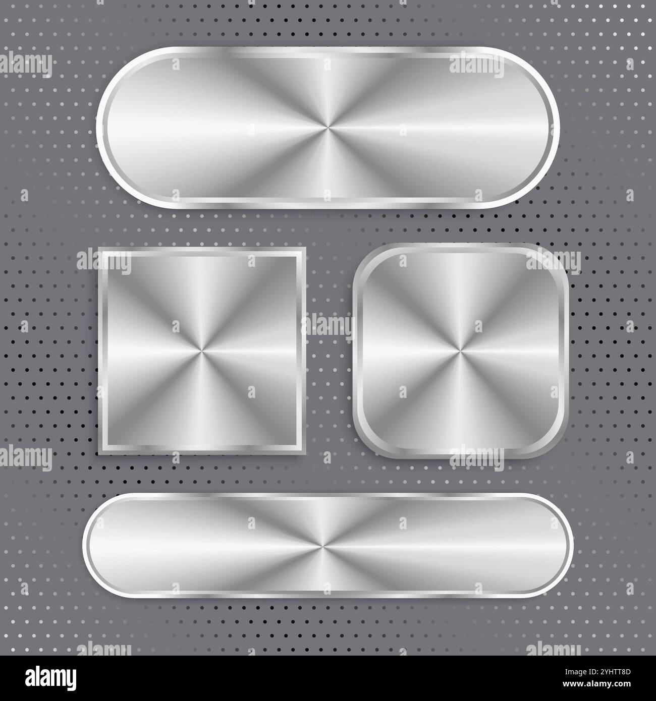 set of metallic buttons with brushed surface Stock Vector Image & Art ...